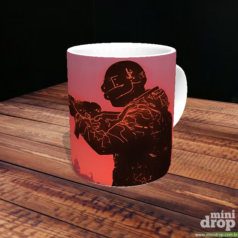 Caneca do Pubg - Assault Rifle Vermelha - Colecionáveis Gamer